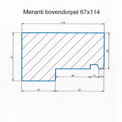 M1 Meranti 67x114 Kozijnhout Bovendorpel | 1000 | KOZHOUT MER 67X114 BOVEND M1